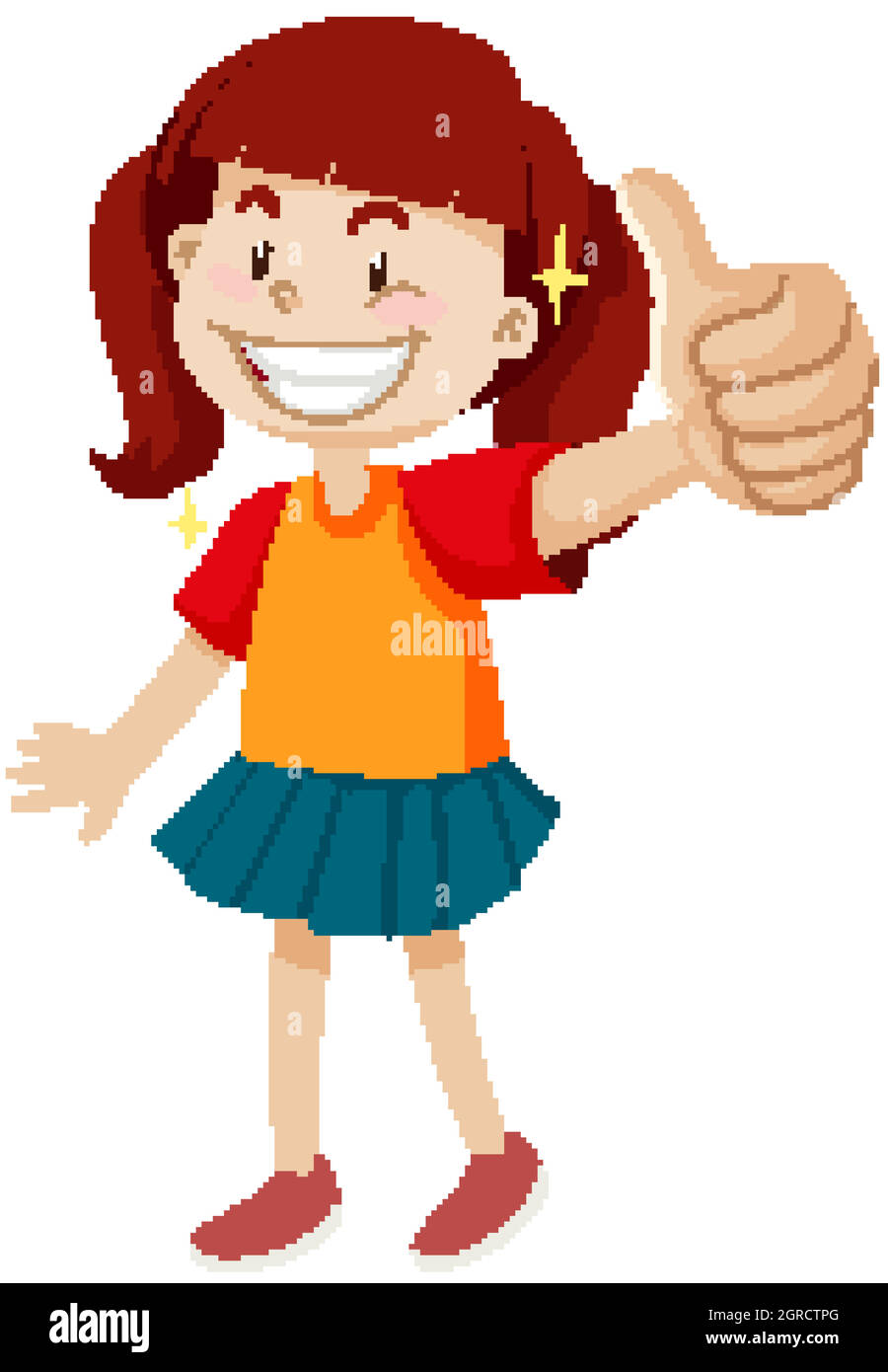 A girl with thumb up posing in happy mood isolated Stock Vector Image ...