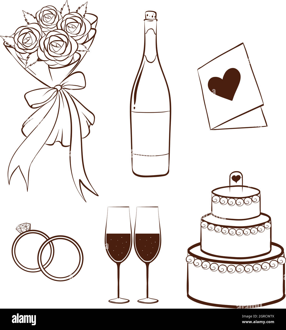 Wedding bouquet rings white Stock Vector Images - Alamy