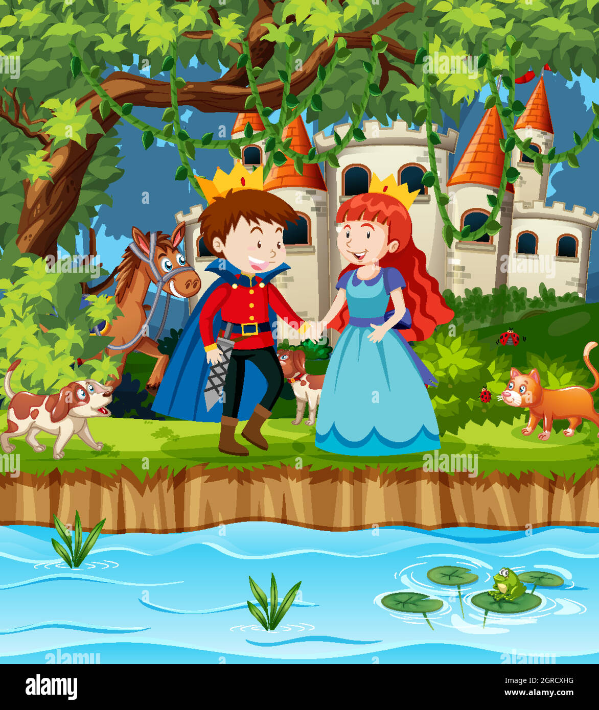 Scene with prince and princess at the castle Stock Vector Image & Art ...