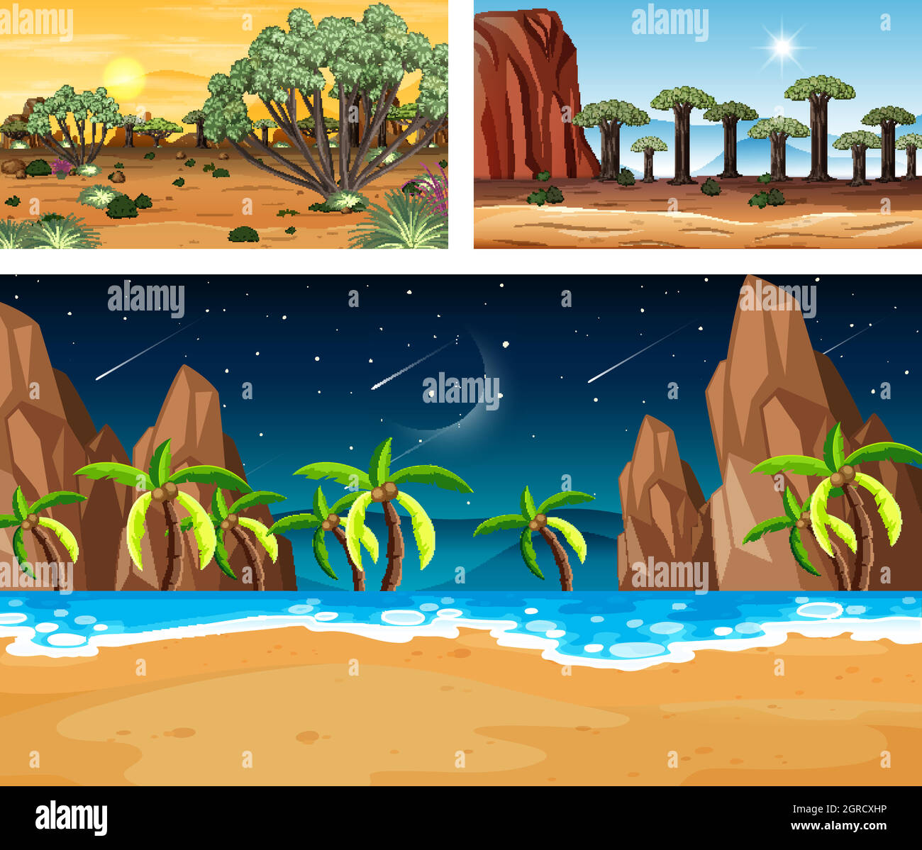 Three different nature landscape scenes Stock Vector Image & Art - Alamy