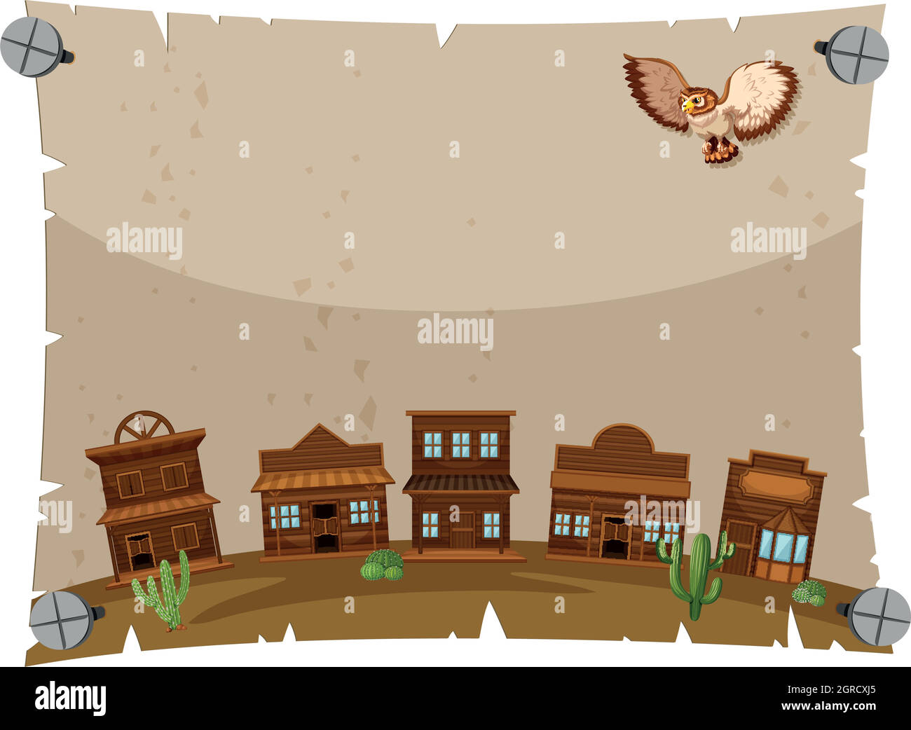 Paper template with western town Stock Vector Image & Art - Alamy