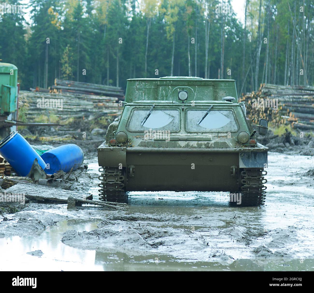 Soviet taiga and tundra all-terrain vehicle on track, caterpillar truk ...