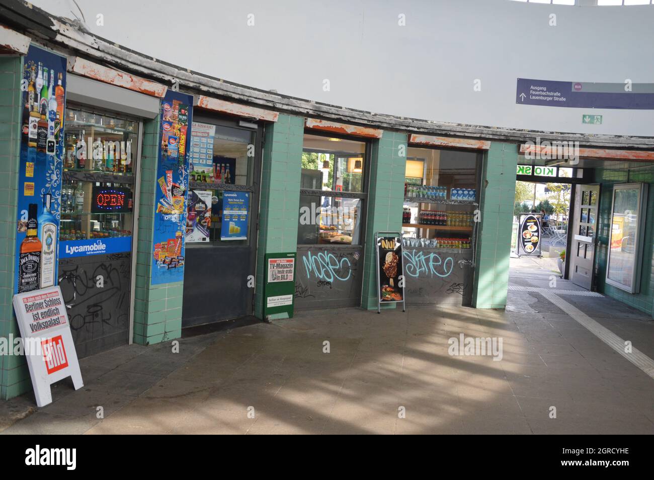 Entrance hall of The Feuerbach S-Bahn railway station in Steglitz ...