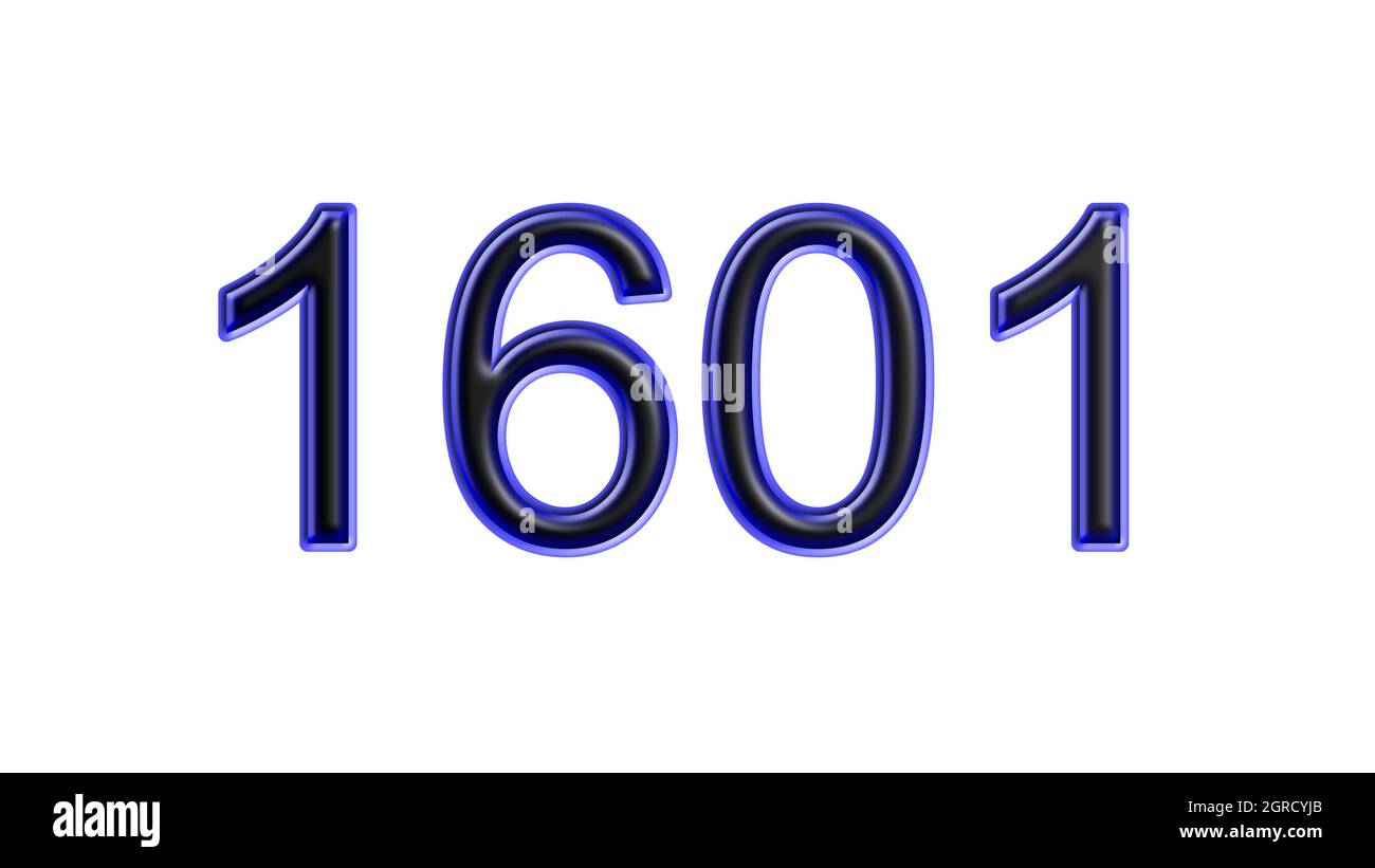 blue 1601 number 3d effect white background Stock Photo - Alamy