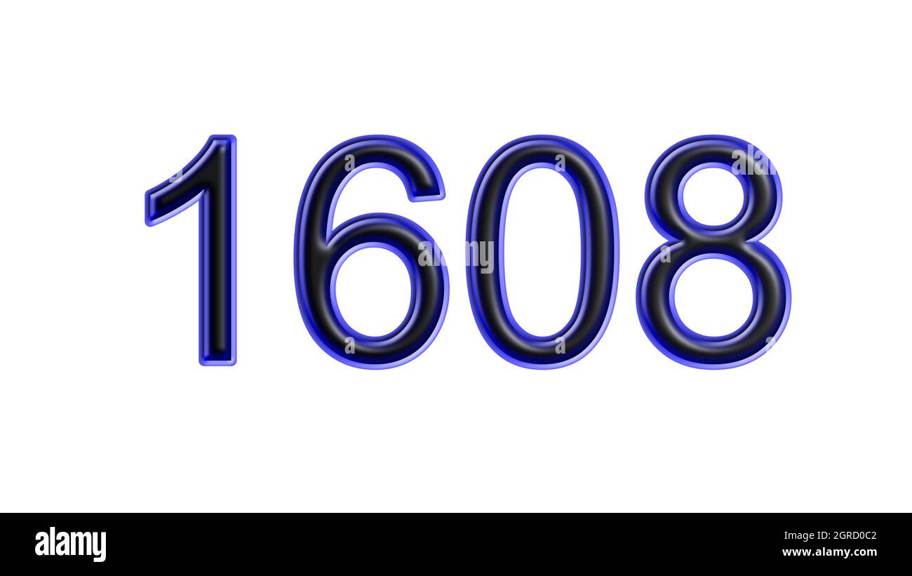 blue 1608 number 3d effect white background Stock Photo - Alamy
