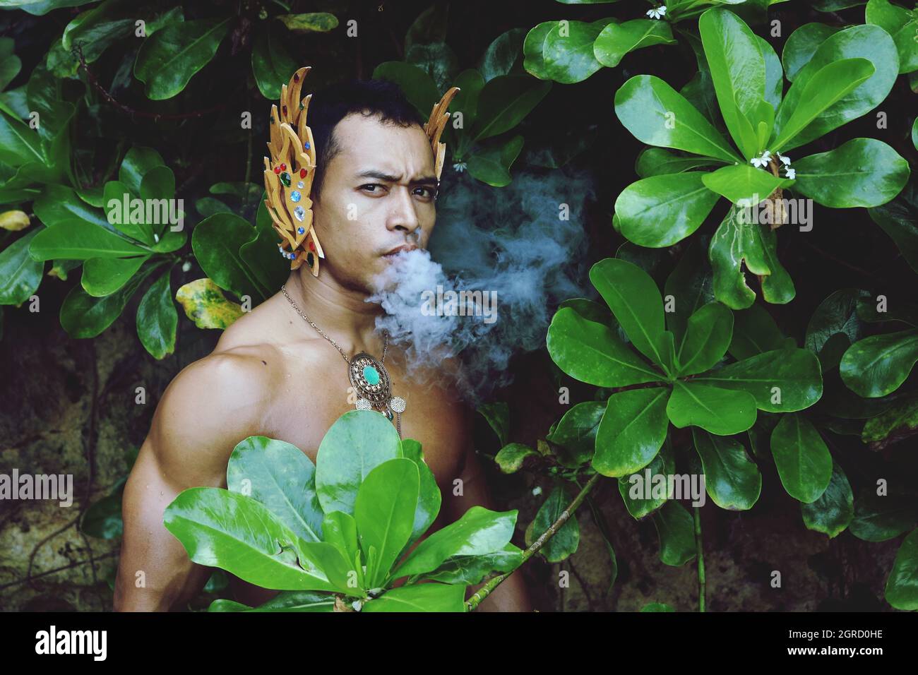 Portrait Of Young Muscle Man From Indonesian Tribes Stock Photo Alamy