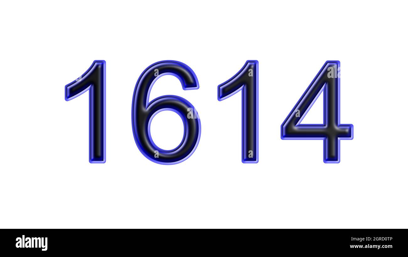 blue 1614 number 3d effect white background Stock Photo - Alamy