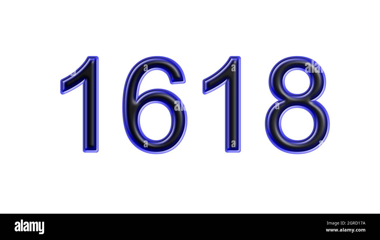 blue 1618 number 3d effect white background Stock Photo - Alamy