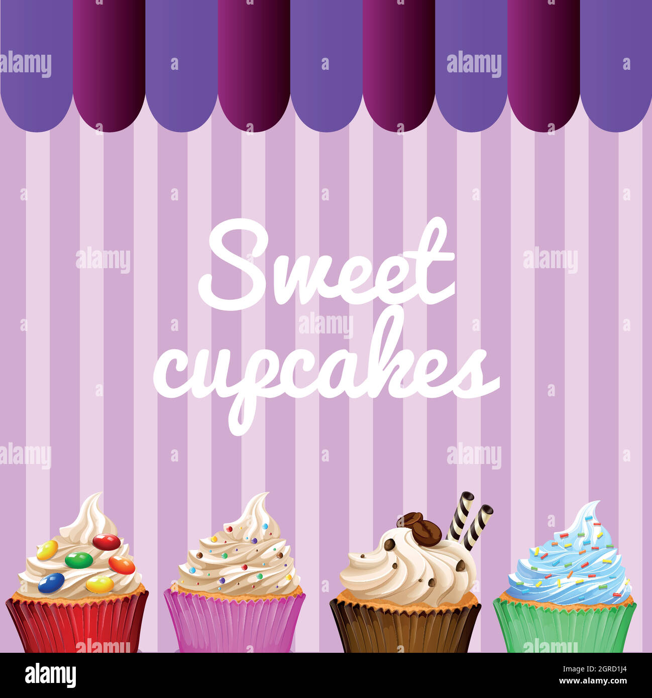 Dessert theme with decorated cupcakes Stock Vector Image & Art - Alamy