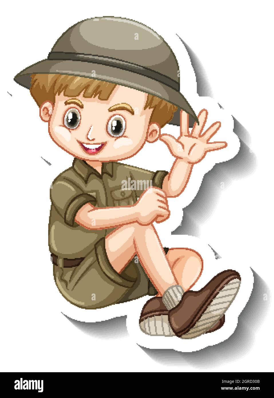 A sticker template of boy cartoon character illustration Stock Vector ...
