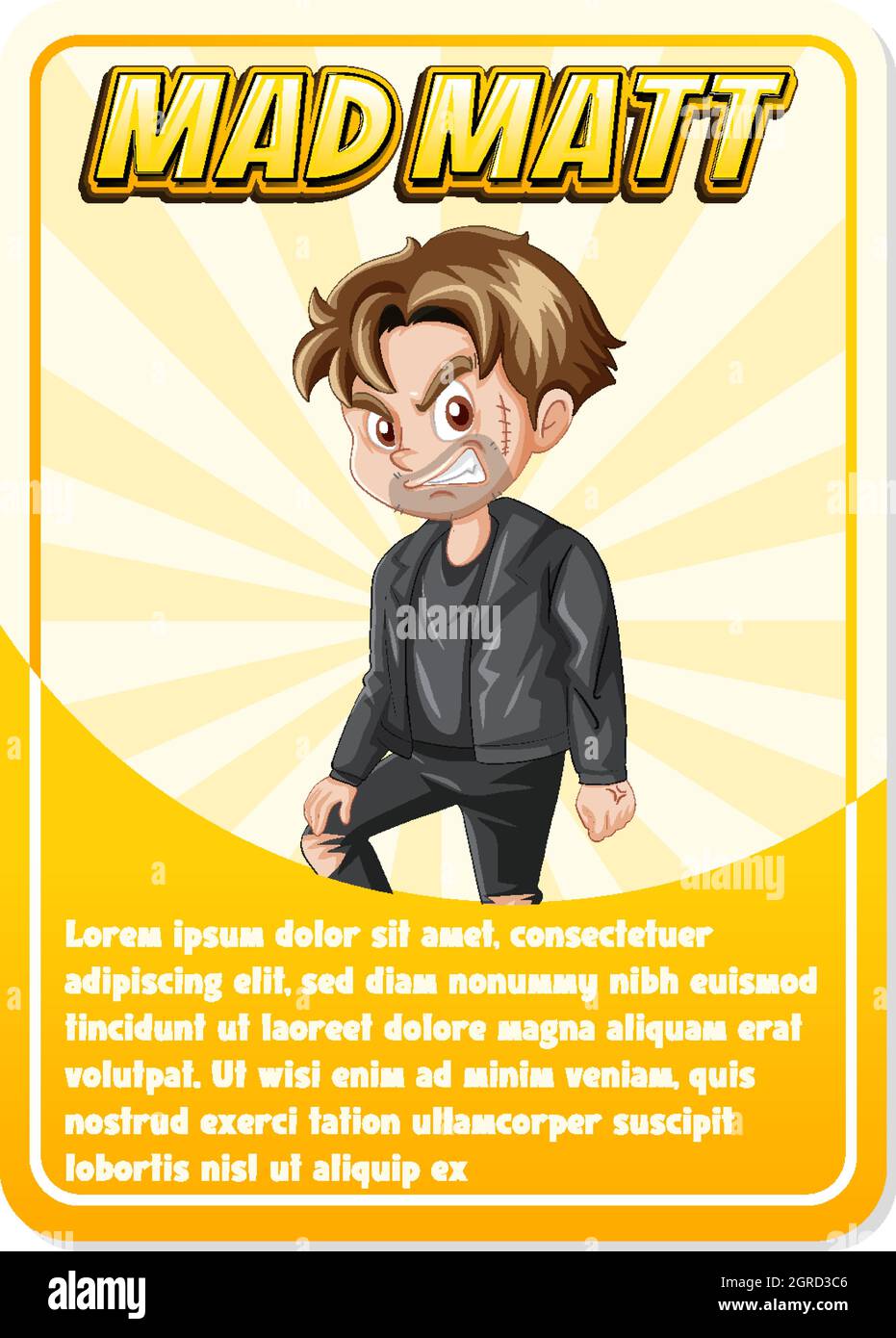 Character game card template with word Mad Matt illustration Stock ...