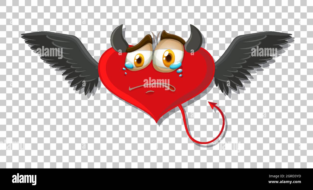 Heart shape devil with facial expression illustration Stock Vector ...