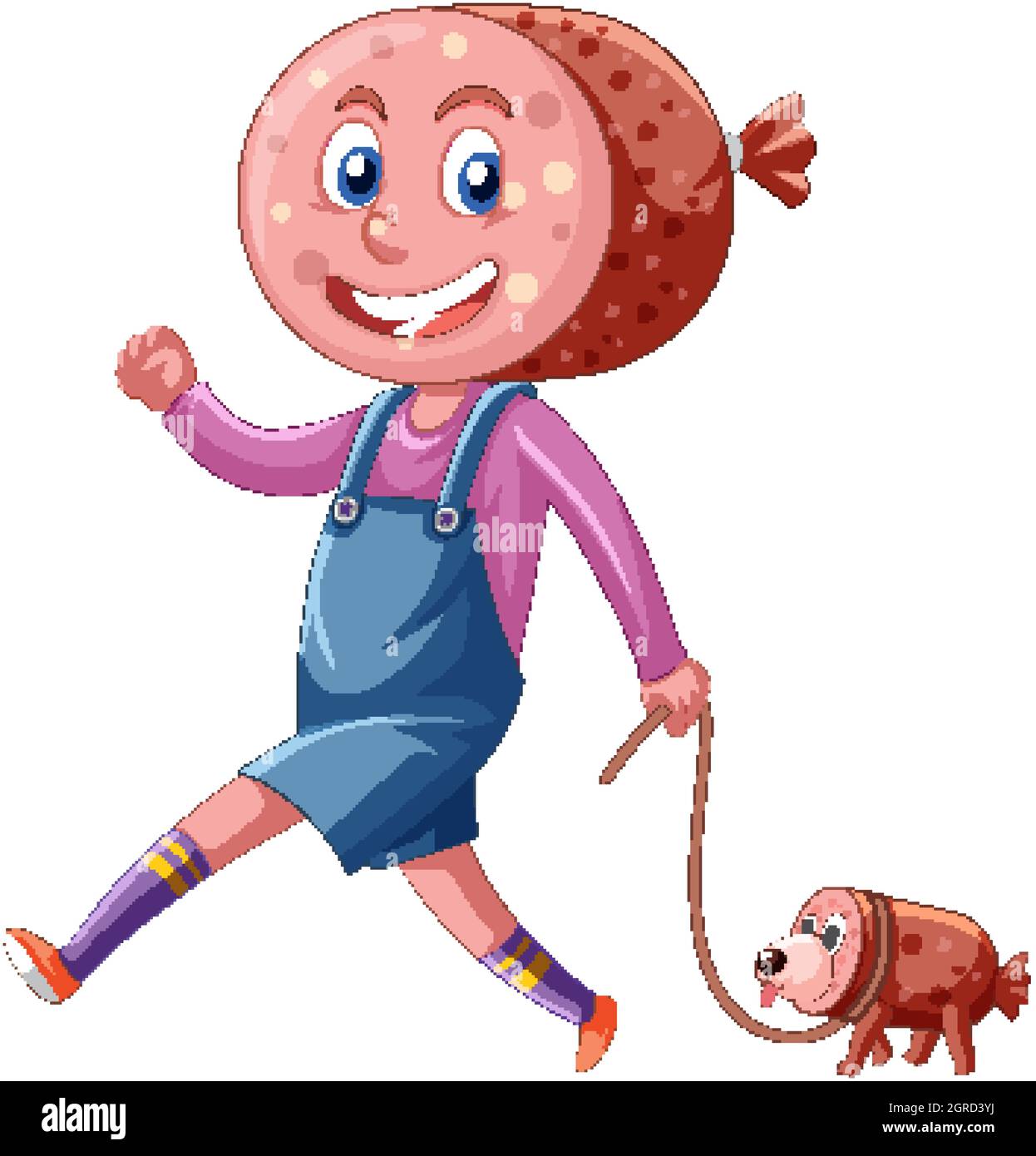 Salami cartoon character on white background illustration Stock Vector ...