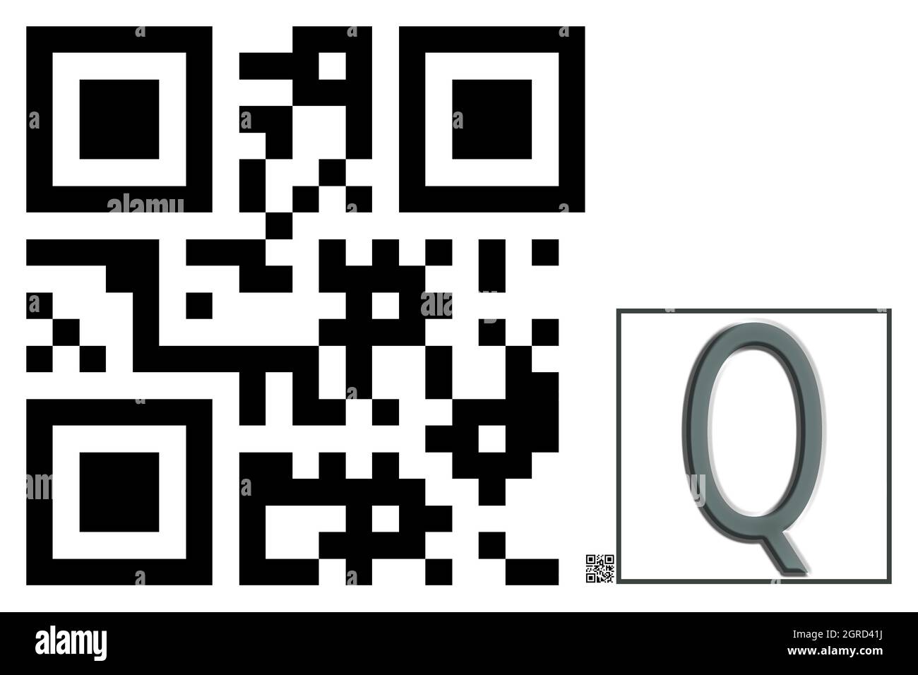 Monogram of uppercase character Q , QR code Stock Photo - Alamy