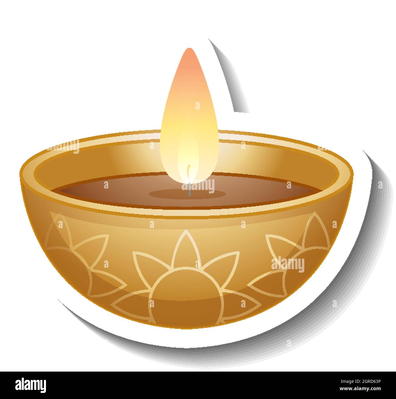 Isolated Oil lamp Diya Sticker illustration Stock Vector Image & Art ...