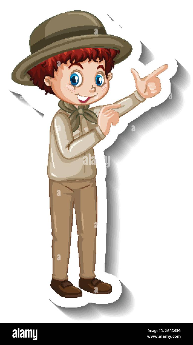 A sticker template of boy cartoon character illustration Stock Vector ...