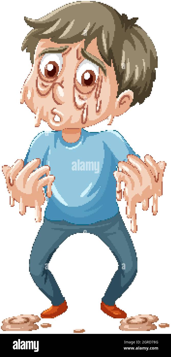 Melted man cartoon character on white background illustration Stock ...