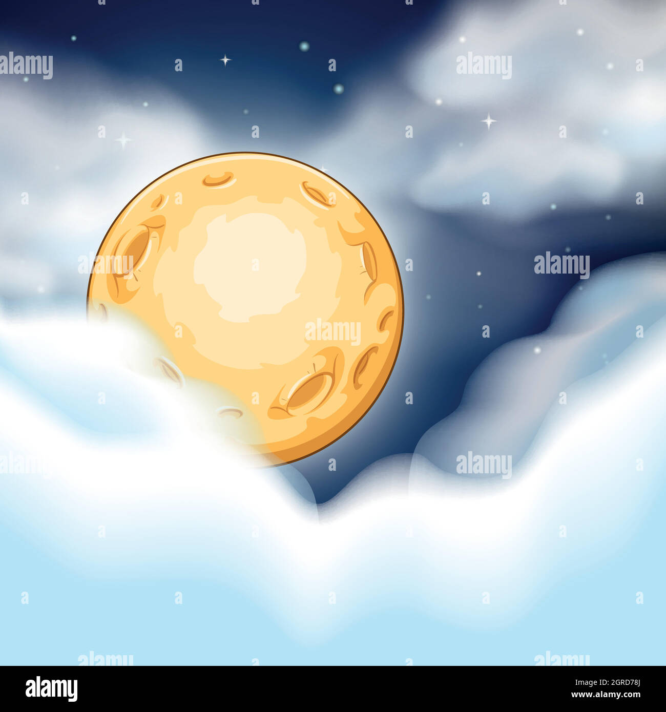 Clouds stars moon Stock Vector Images - Alamy