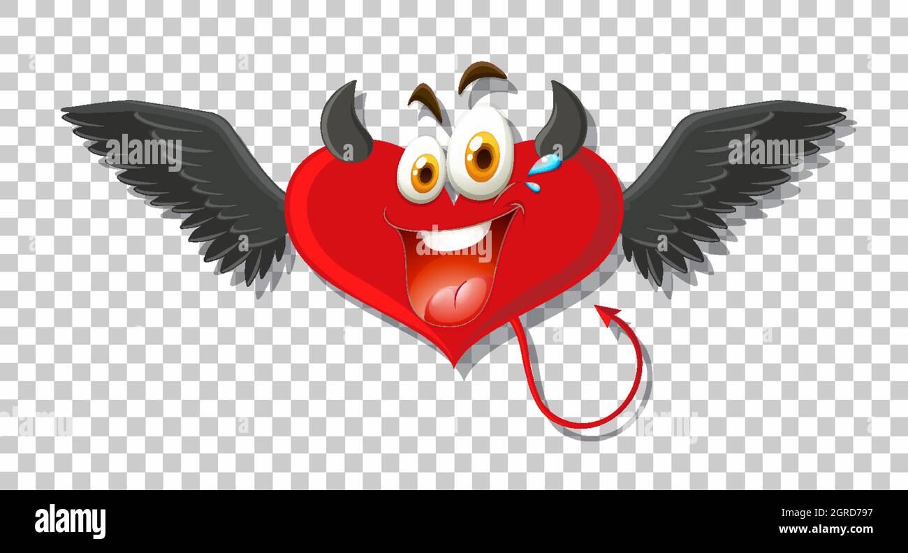 Heart shape devil with facial expression illustration Stock Vector ...