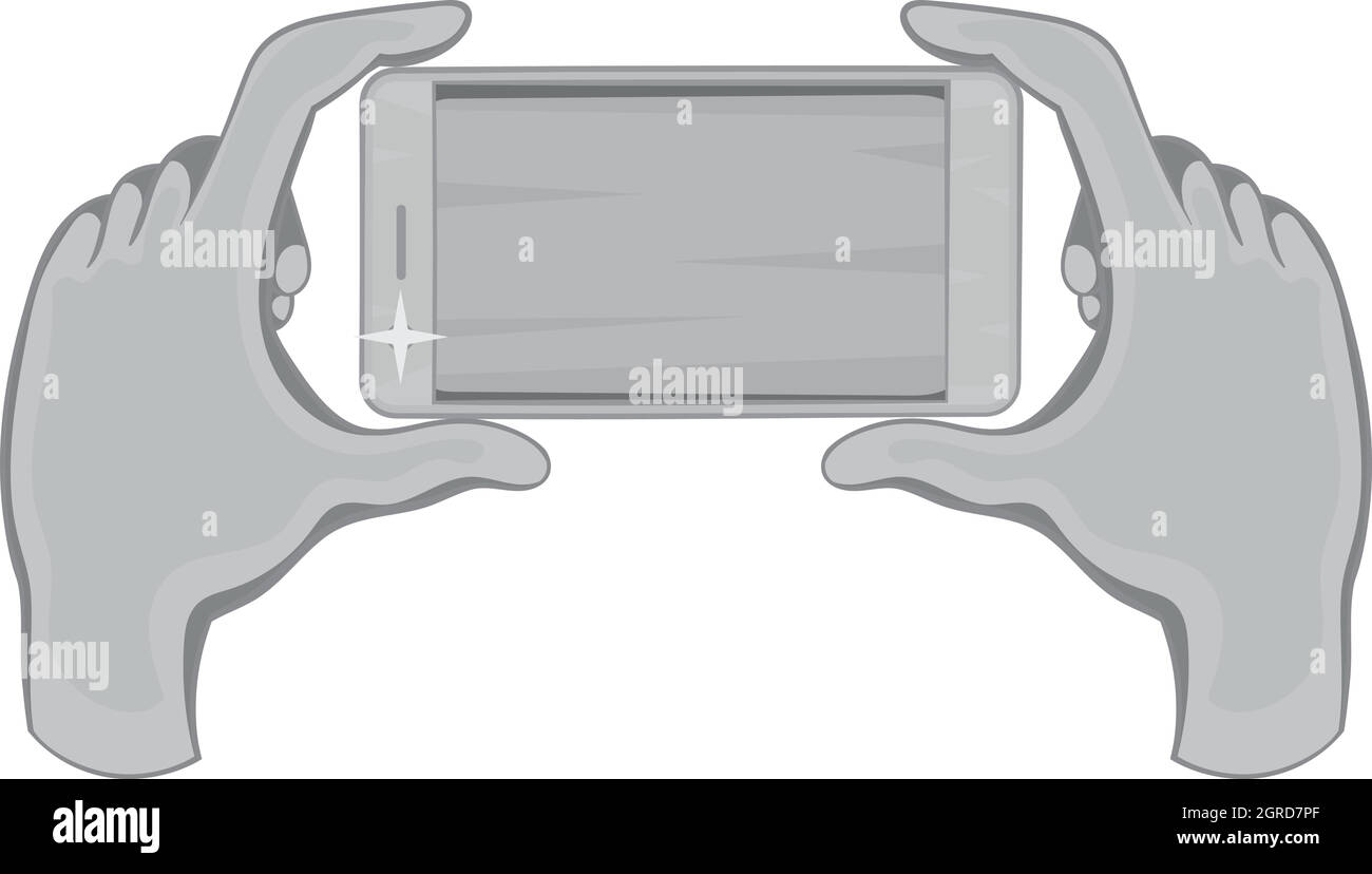 Hands holding cell phone icon, monochrome style Stock Vector Image ...