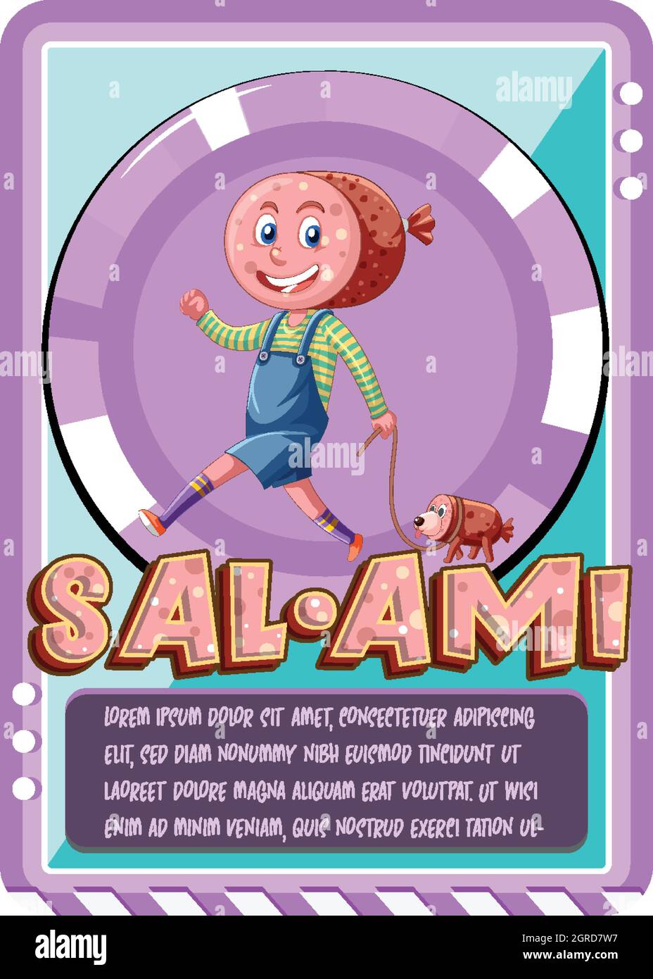 Character game card template with word Salami illustration Stock Vector ...