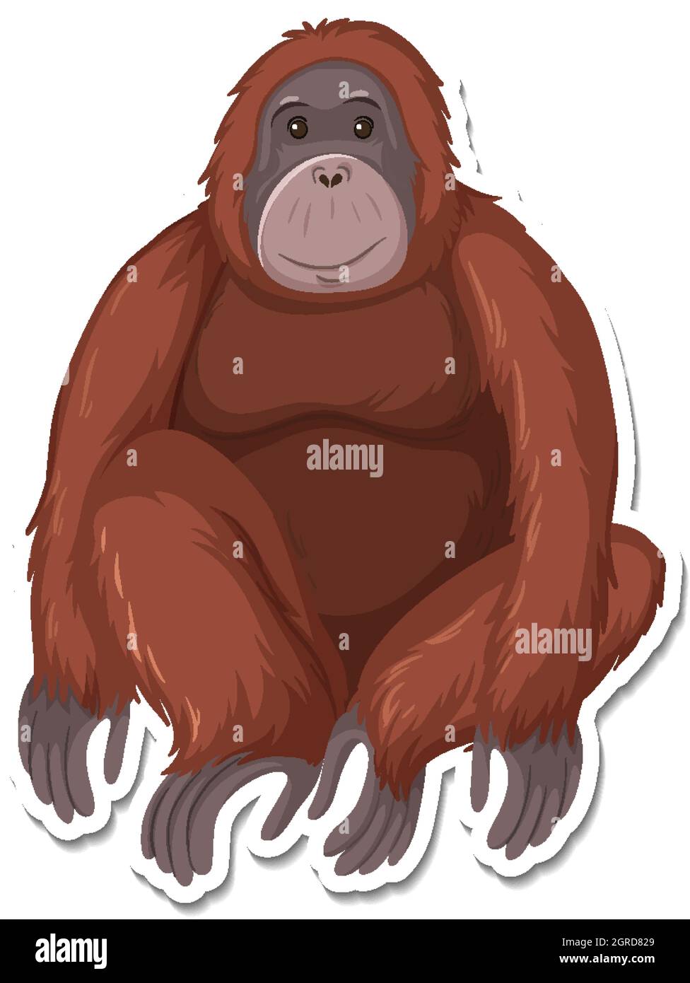 A sticker template of ape cartoon character illustration Stock Vector ...