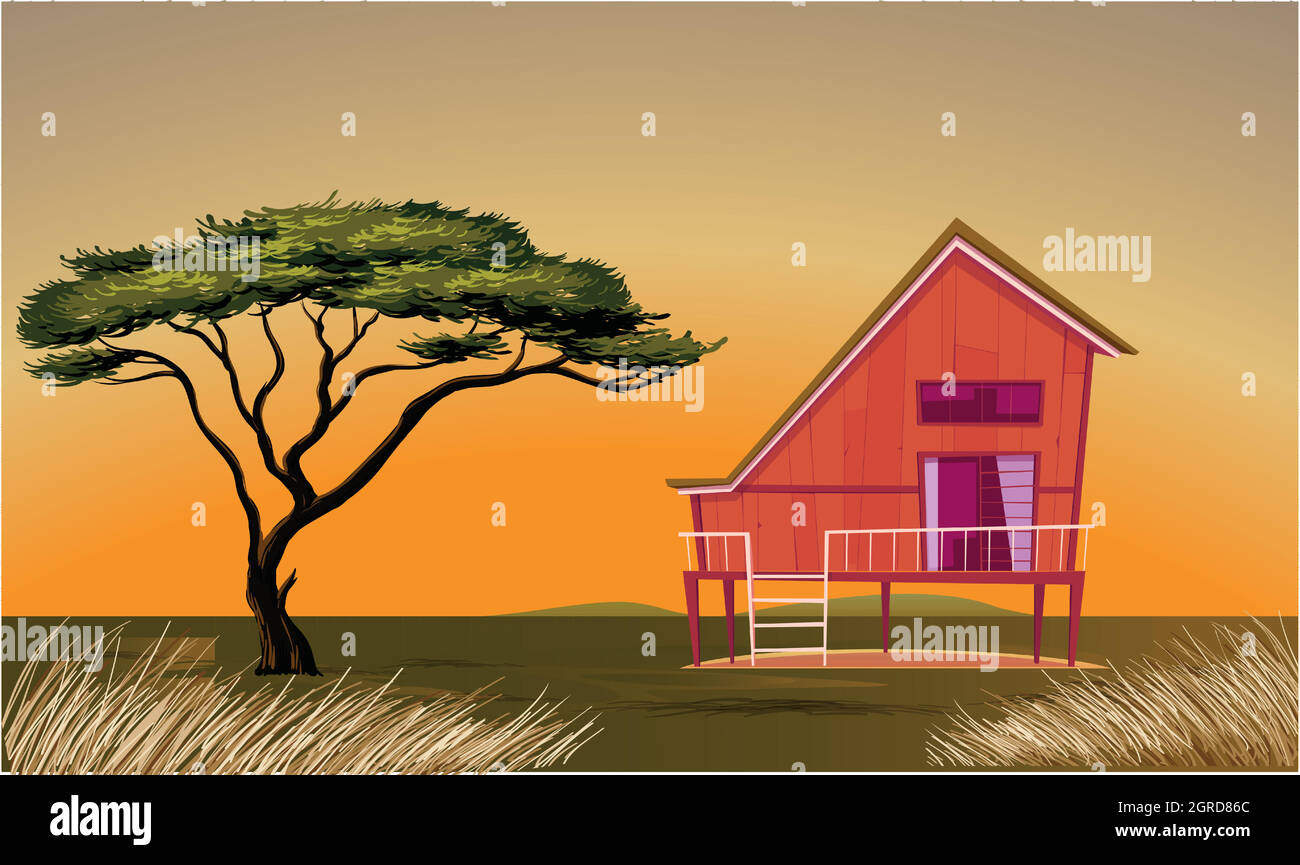Side view house garden Stock Vector Images - Alamy