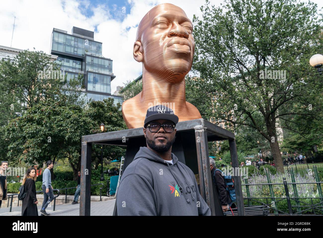 New York, United States. 30th Sep, 2021. Terrence Floyd stands beside a ...