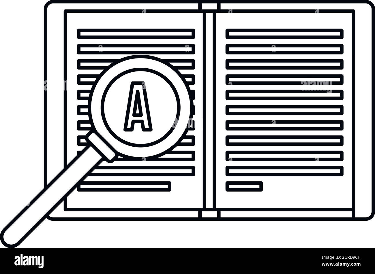 Magnifying glass over open book icon Stock Vector Image & Art - Alamy