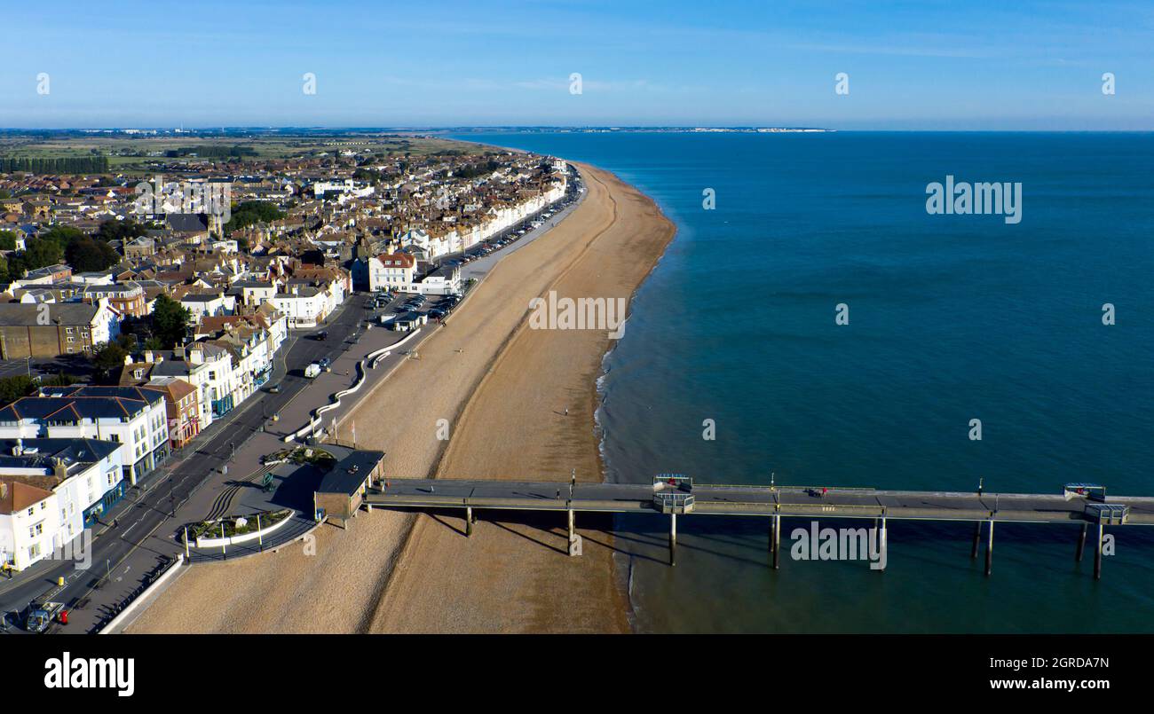 Aerial view of Deal Seafront looking East towards Thanet Stock Photo ...