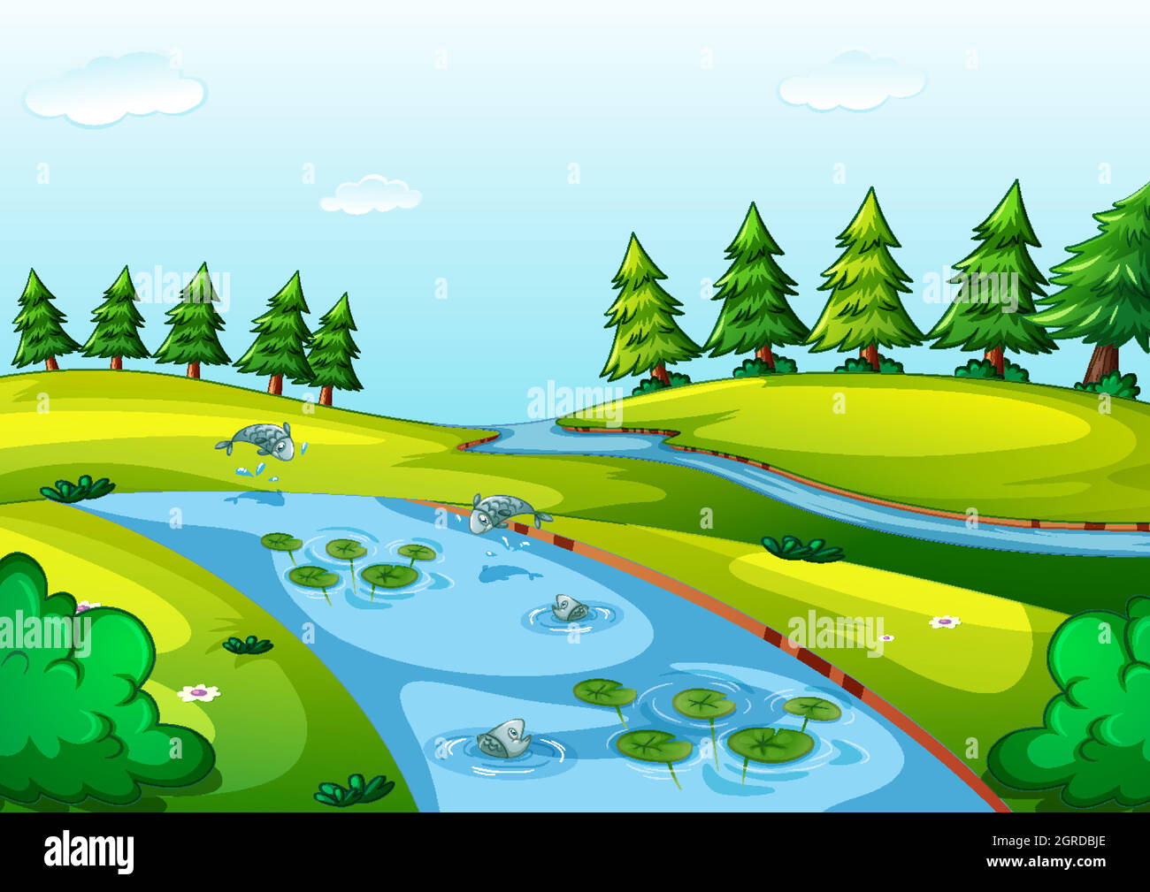 Stream in the nature park scene Stock Vector Image & Art - Alamy