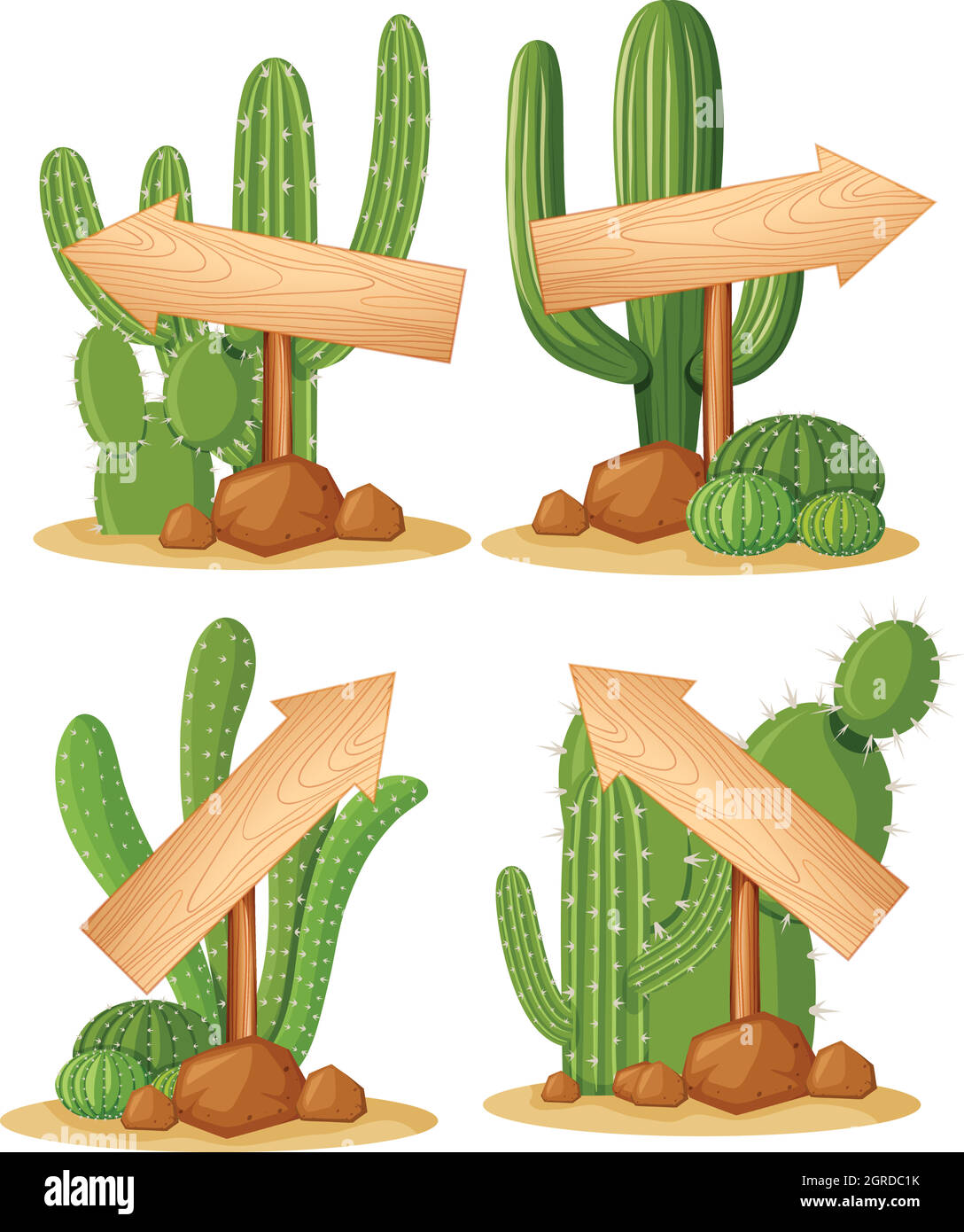 Different designs for wooden arrows on cactus Stock Vector Image & Art ...