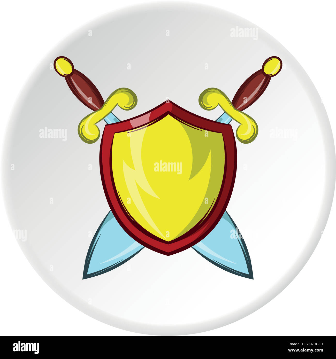 Battle shield with swords icon, cartoon style Stock Vector Image & Art ...