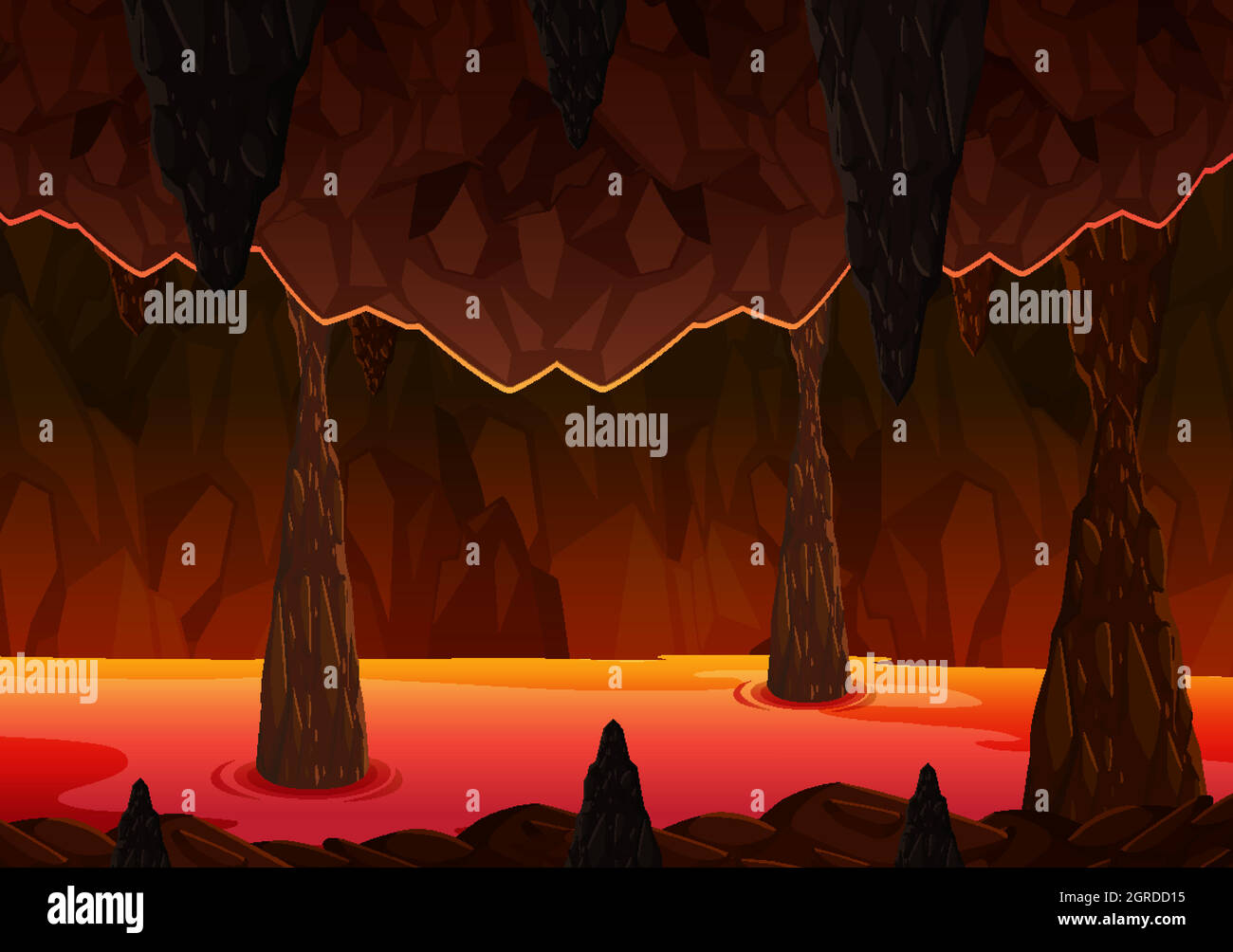 Lava hell background cave Stock Vector Images - Alamy