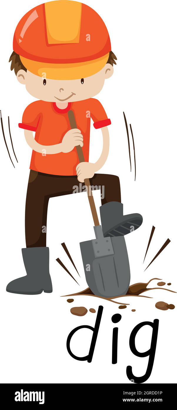 Construction worker digging the ground Stock Vector Image & Art - Alamy