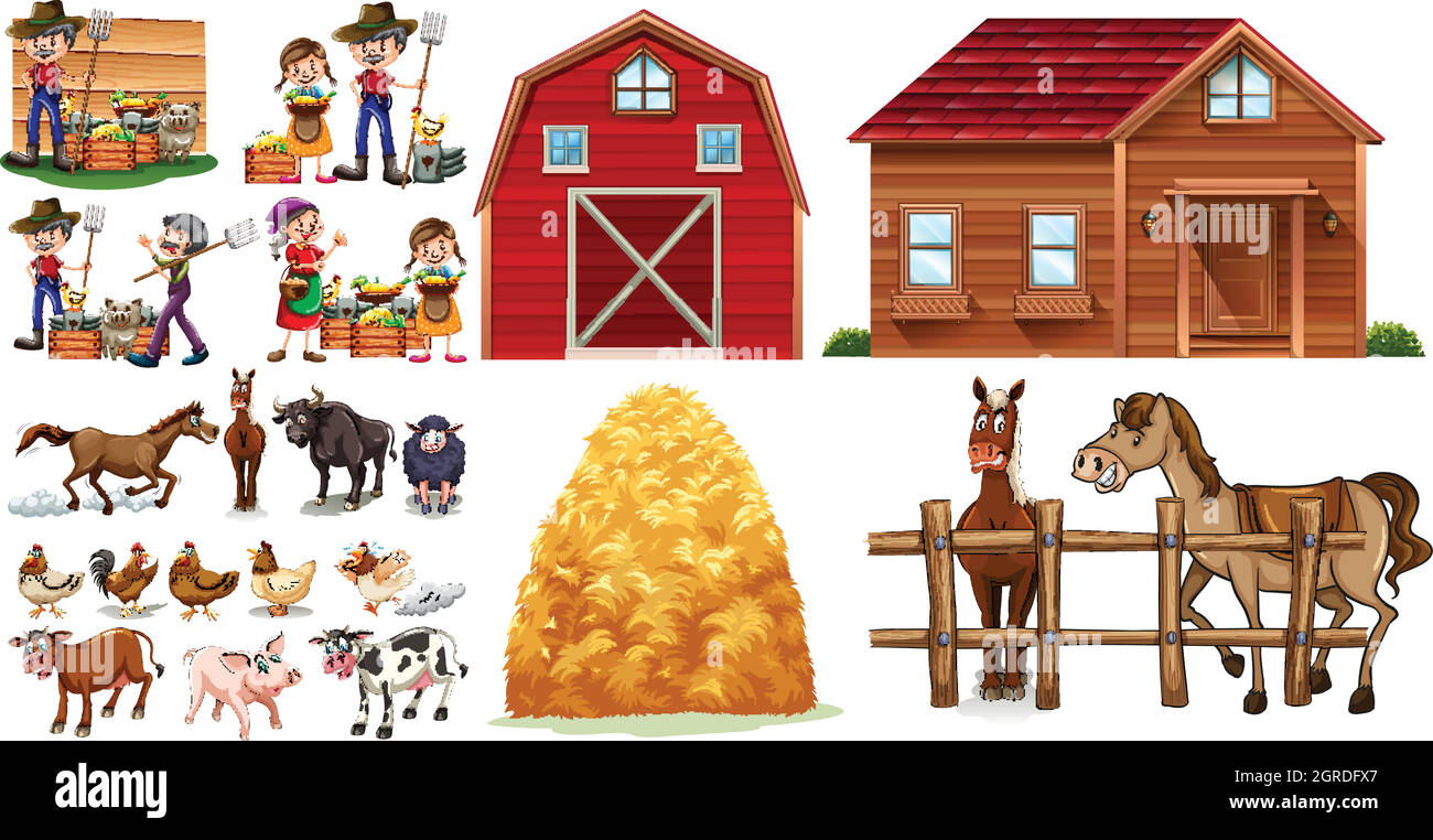 Farmers and animals on the farm Stock Vector Image & Art - Alamy