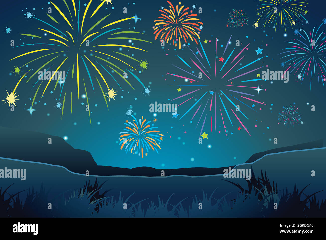 Fireworks silhouette Stock Vector Images - Alamy