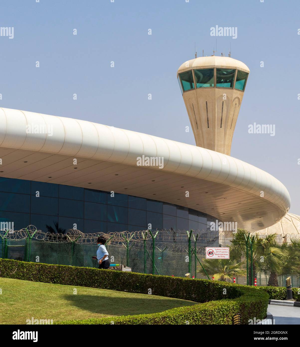 Dubai, UAE - 09.20.2021 Air traffic control tower at Sharjah ...