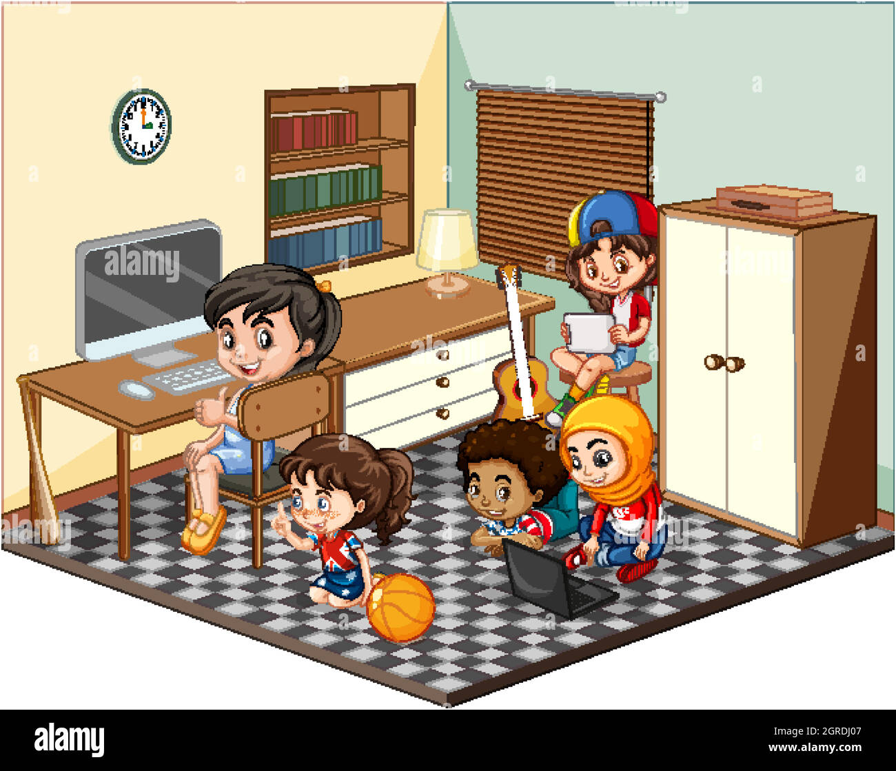 Boy on background wall Stock Vector Images - Alamy