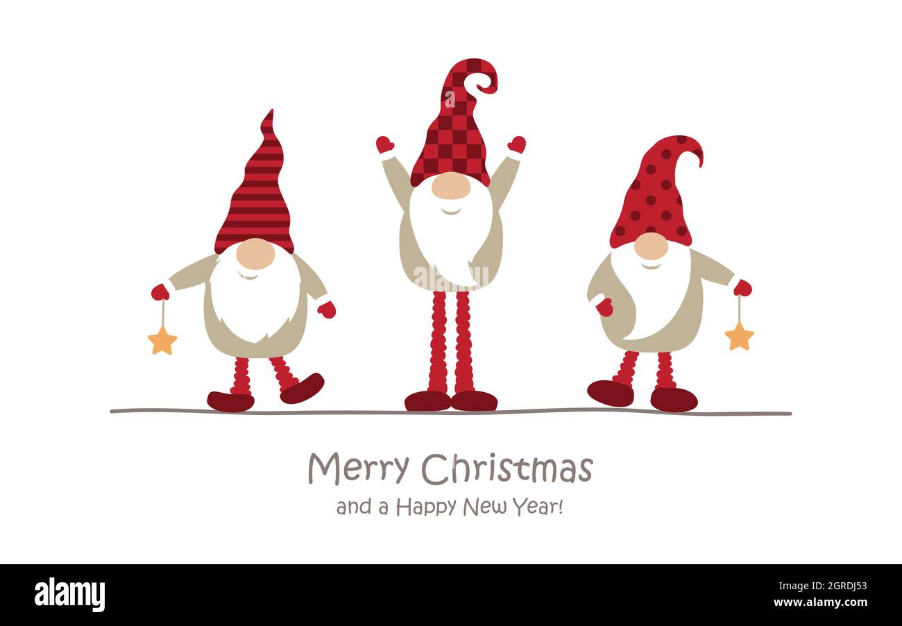 merry christmas greeting card with cute dwarf Stock Vector Image & Art ...