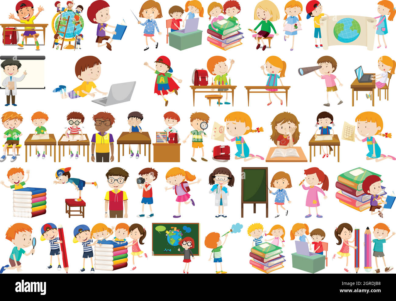 Boys, girls, children in educational fun activty theme Stock Vector ...