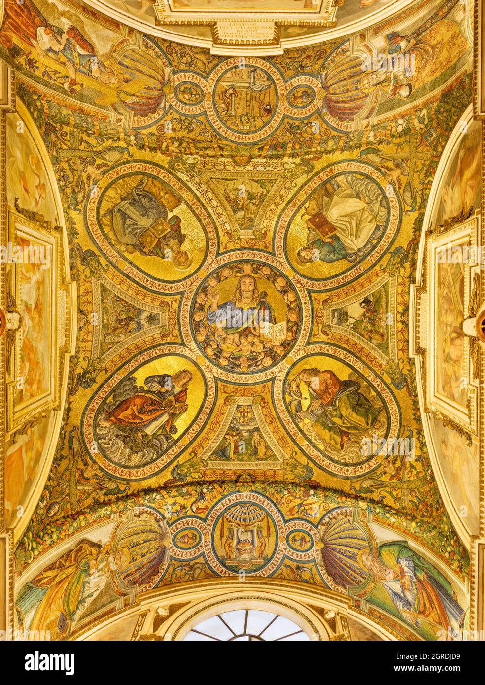 ROME, ITALY - SEPTEMBER 2, 2021: The mosaic with the Jesus the Teacher ...