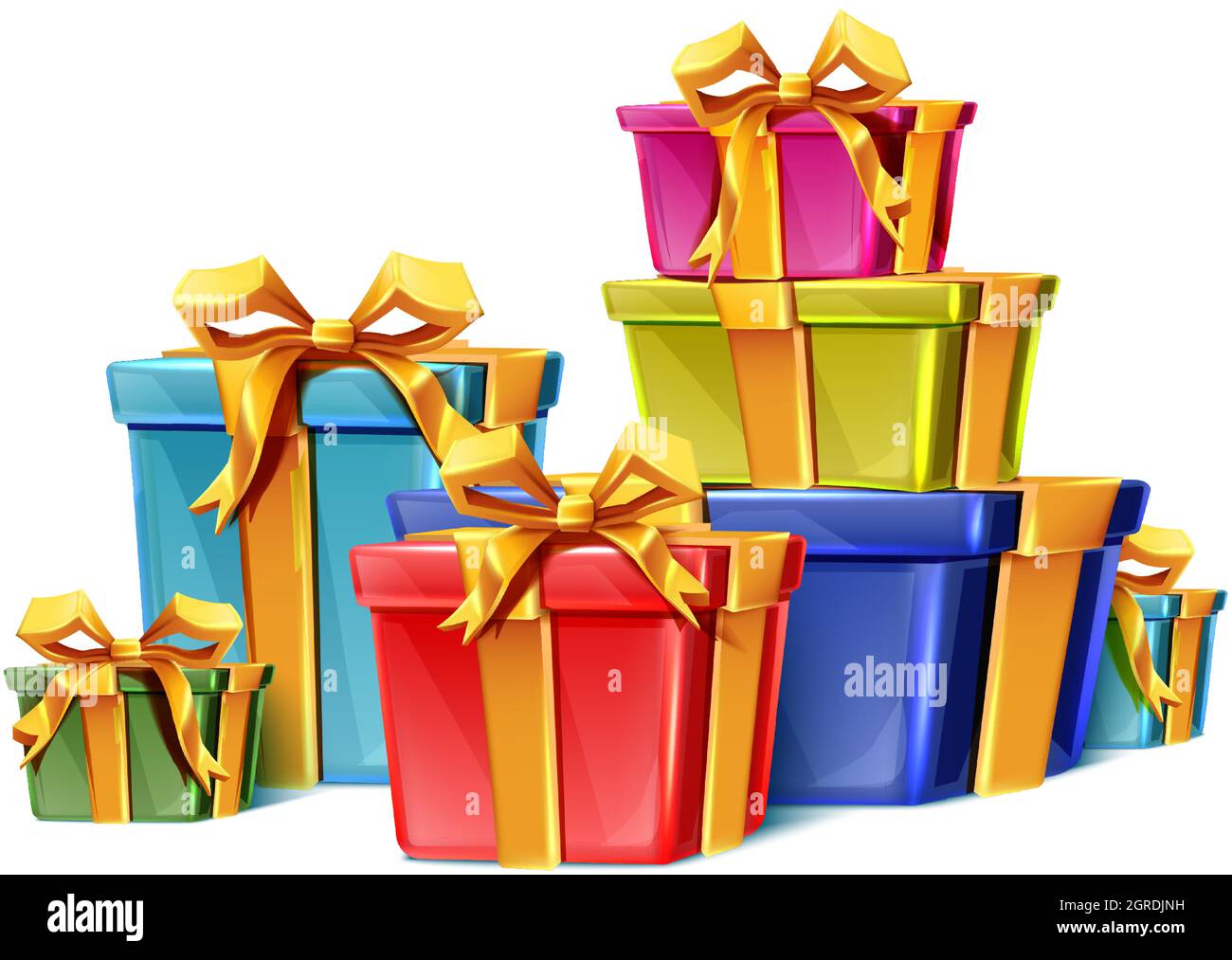 Vector cartoon style Christmas present boxes. Isolated on white ...