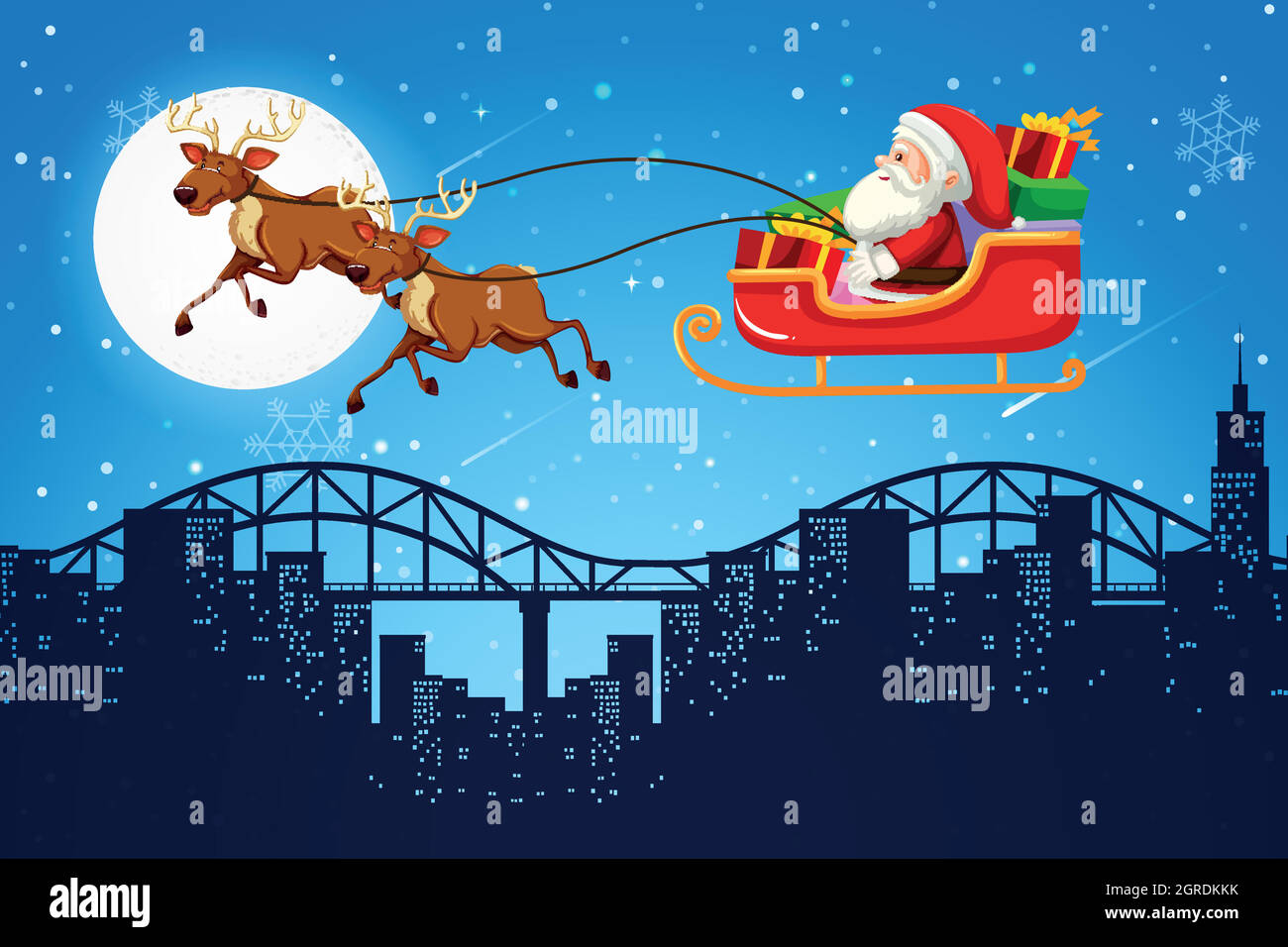 Santa and reign deer scene Stock Vector Image & Art - Alamy