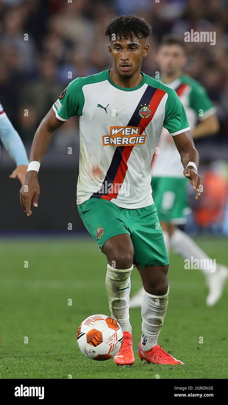 London, UK. 30th Sep, 2021. Emanuel Aiwu of Rapid Vienna during the ...