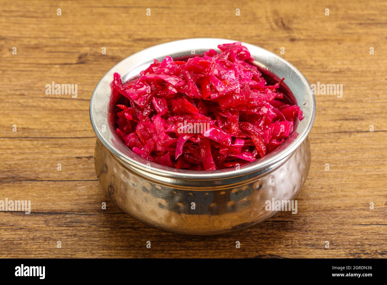 Marinated red cabbage with beetroot in the bowl Stock Photo - Alamy