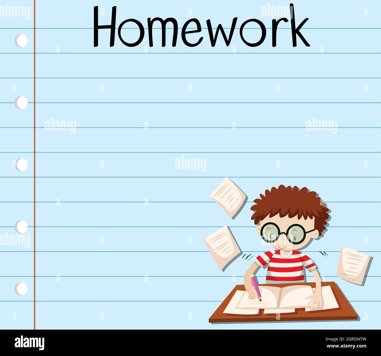 Paper design with boy doing homework Stock Vector Image & Art - Alamy