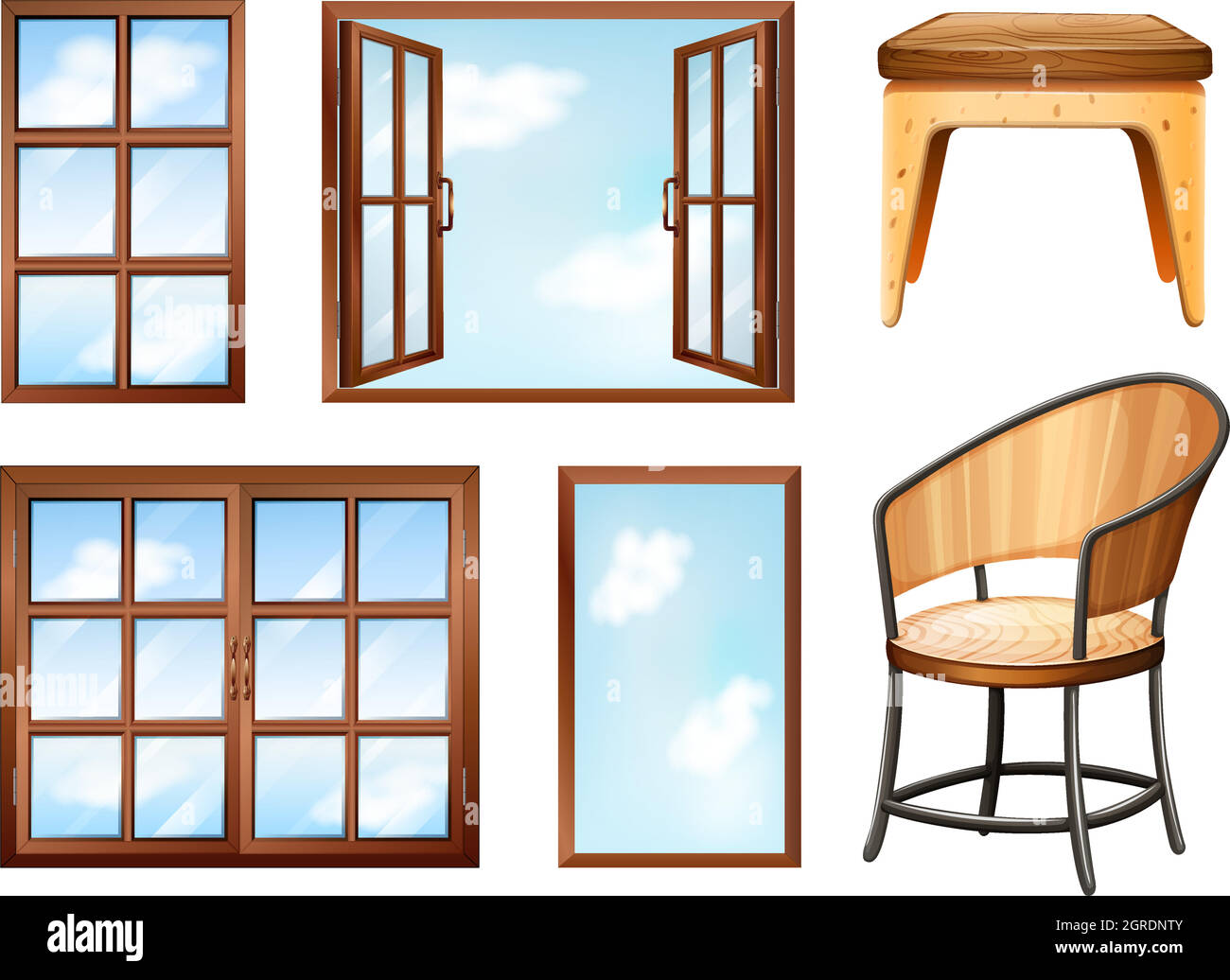 Chair and windows Stock Vector Images - Alamy