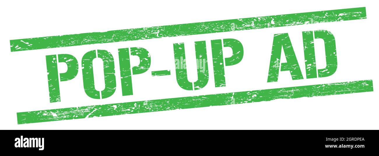 POP-UP AD text on green grungy rectangle stamp sign Stock Photo - Alamy
