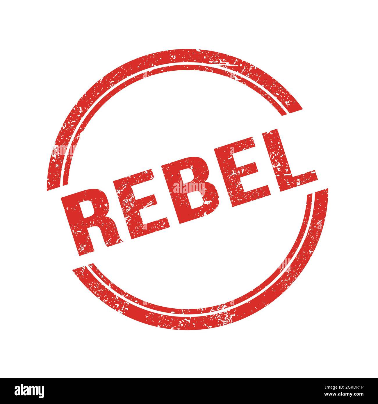 REBEL text written on red grungy vintage round stamp Stock Photo - Alamy
